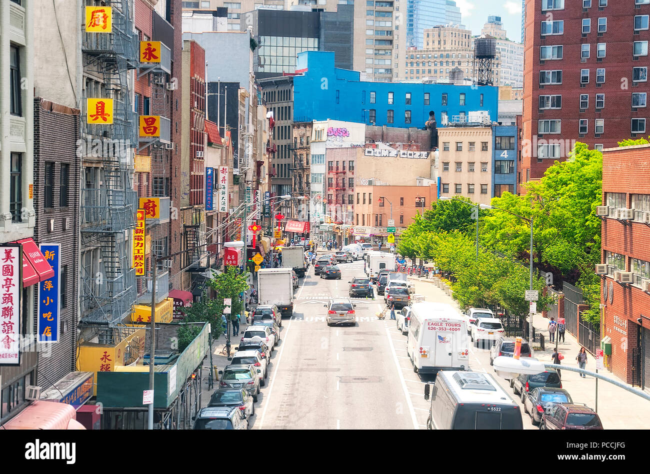 June 10, 2017. New York City, New York. A chinese neighborhood in lower ...