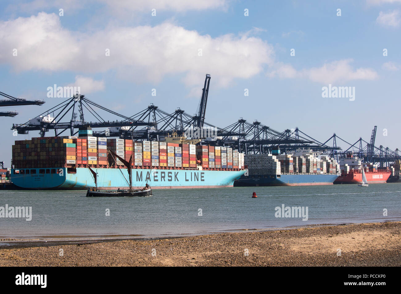 Foreign container ships at Port of Felixstowe which handles 42% of ...