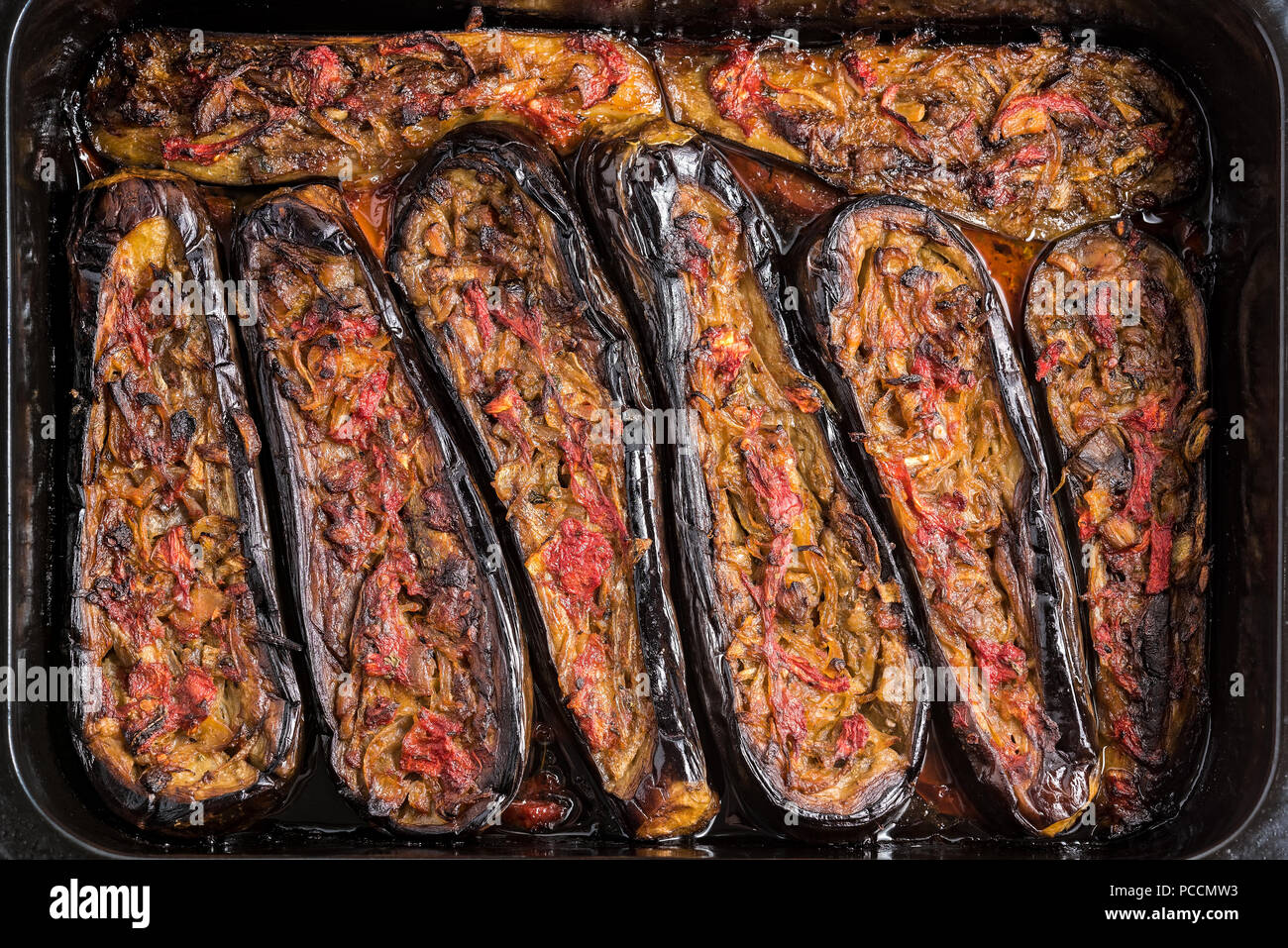 Stuffed eggplants with onions, otherwise called imam bayildi, a ...