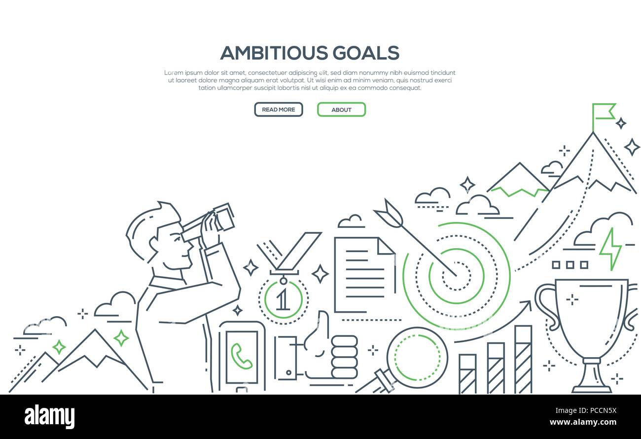 Ambitious goals - line design style illustration Stock Vector Image ...