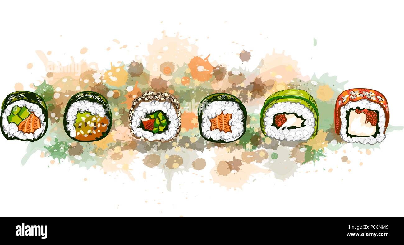 Japanese sushi set top Stock Vector Images - Alamy