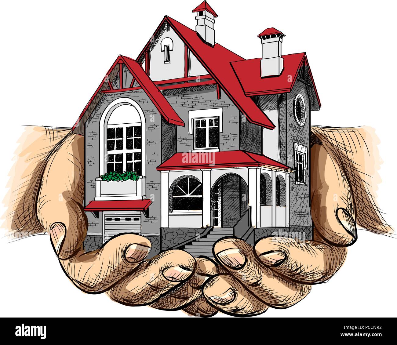 Hands house model Stock Vector Images - Alamy