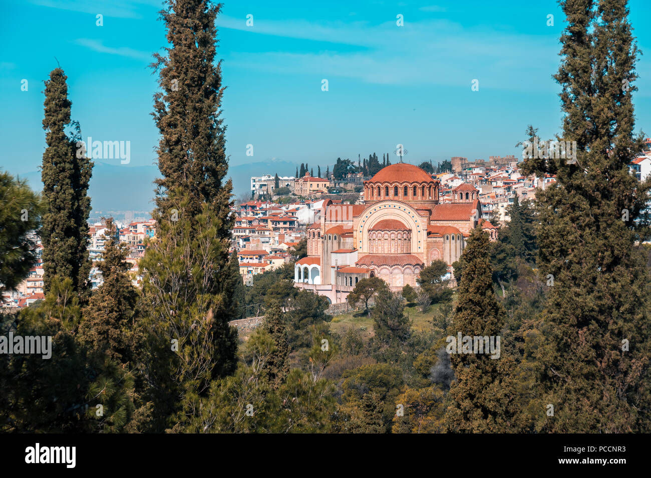 View of Thessaloniki and the Orthodox church of Saint Paul the Apostle. Greece Stock Photo - Alamy