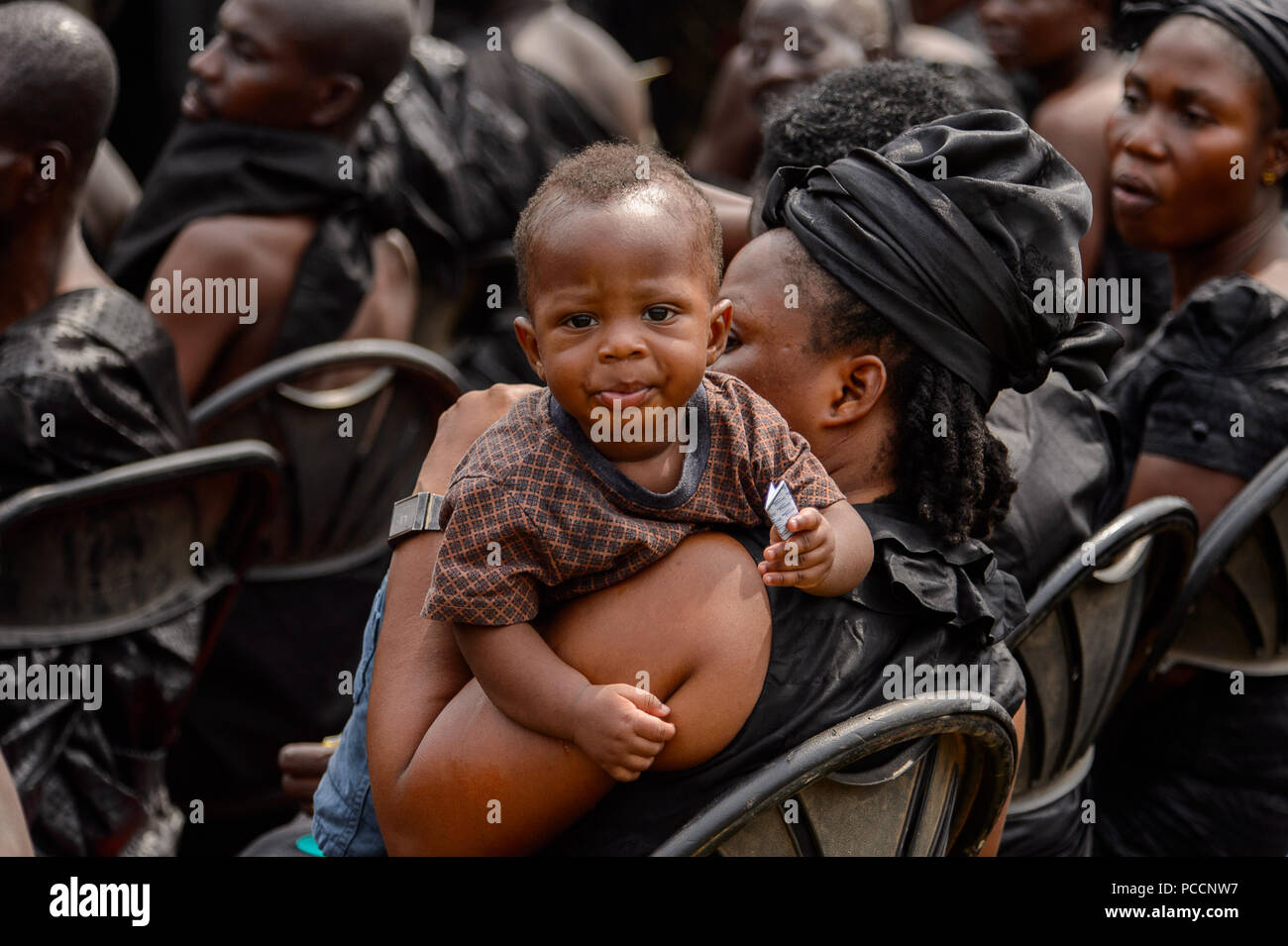 KUMASI, GHANA - JAN 16, 2017: Unidentified Ghanaian baby in black ...
