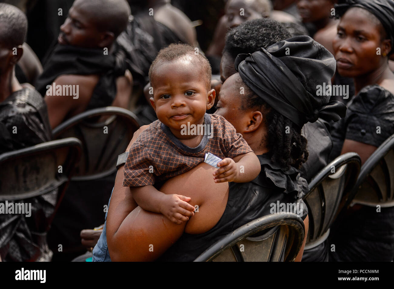 KUMASI, GHANA - JAN 16, 2017: Unidentified Ghanaian baby in black ...