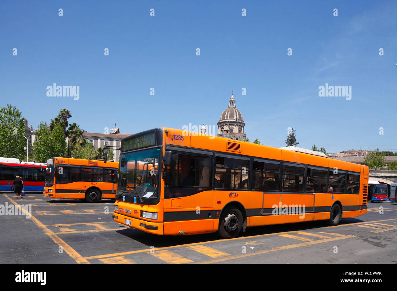 Bus station, Piazza Paolo Borsellino, Catania, Sicily, Italy, bus ...
