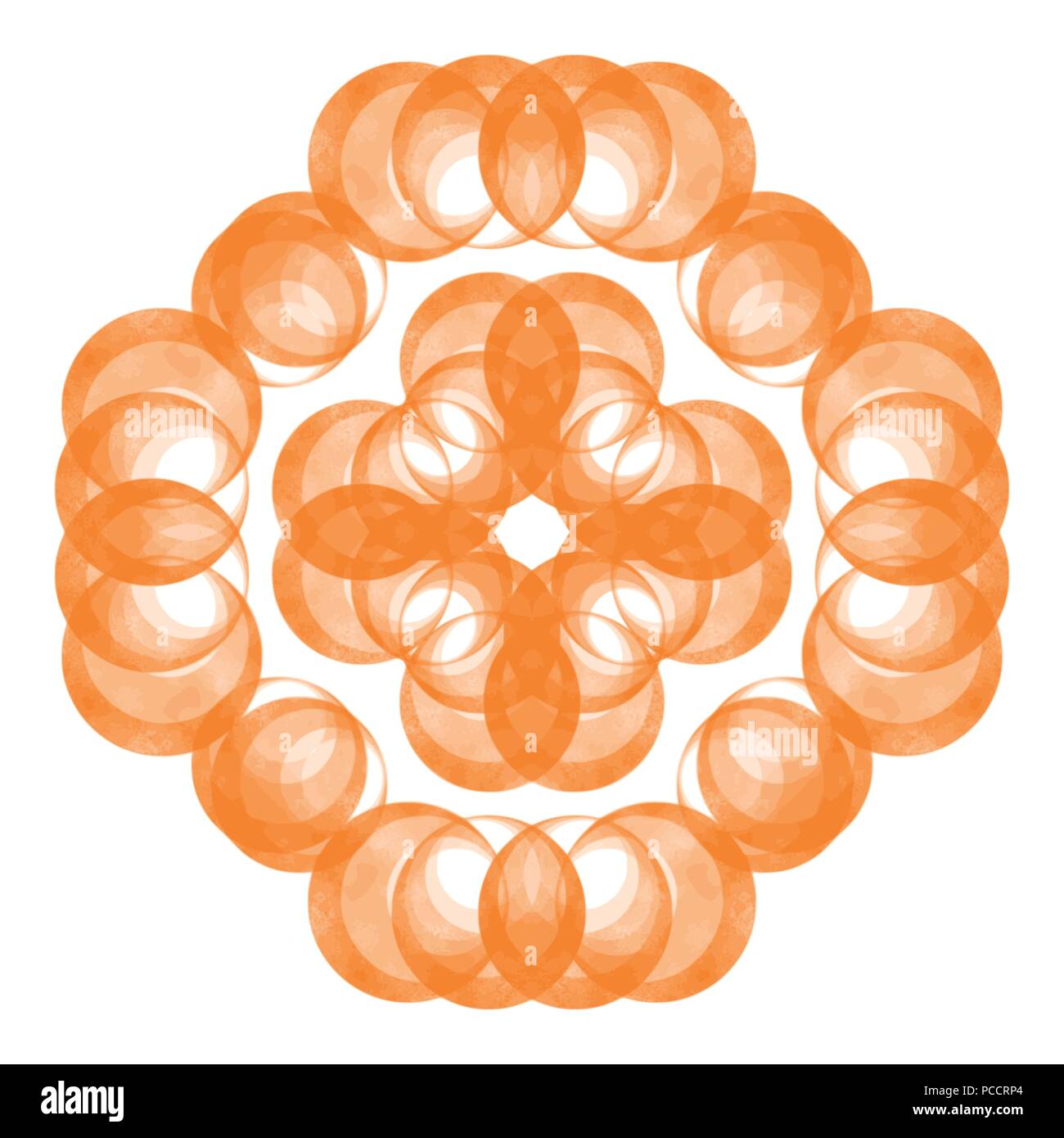 orange floral watercolor mandala ornament pattern, vector illustration ...