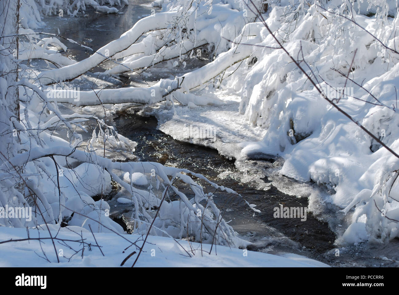 Pretty landscape covered in lots of snow Stock Photo - Alamy