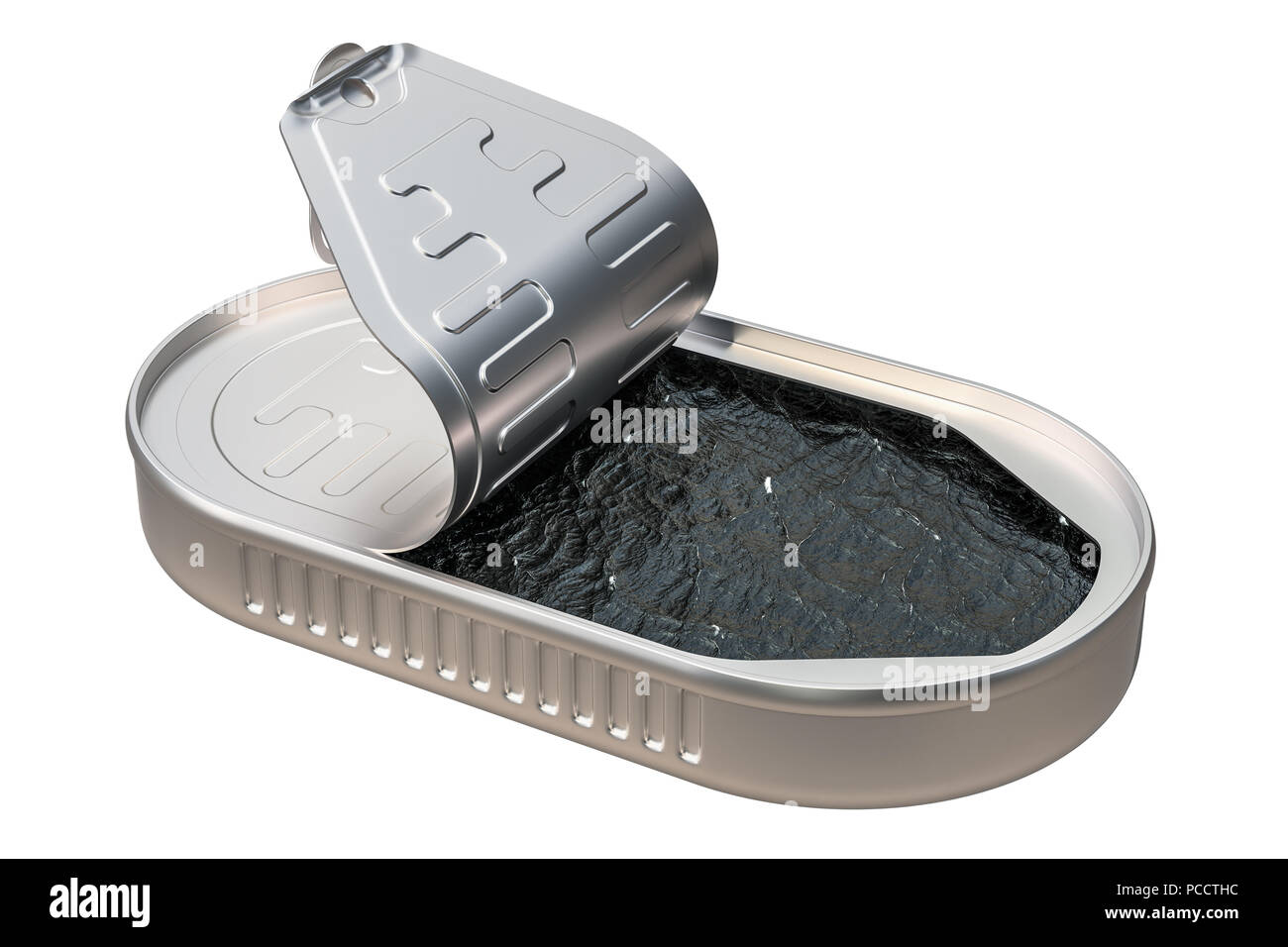 Tin can with sea or ocean inside, 3D rendering Stock Photo - Alamy