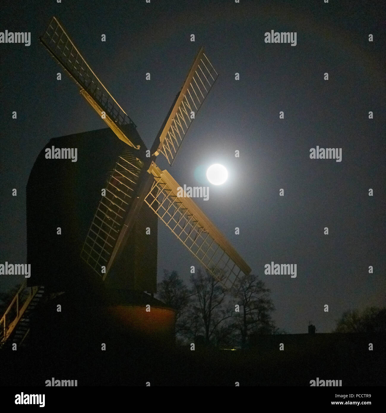 A supermoon behind Brill windmill Stock Photo - Alamy