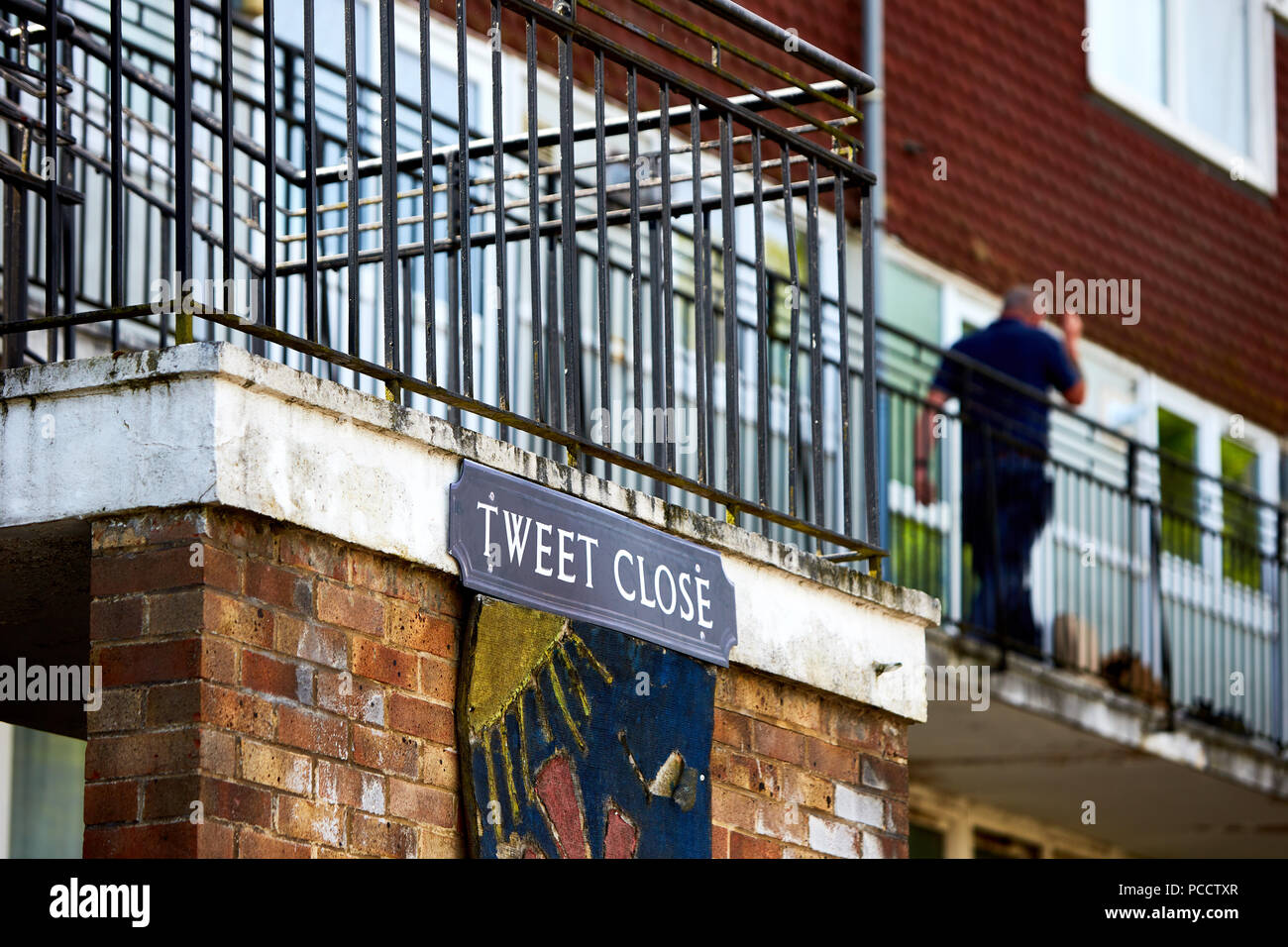 A sign for Tweet Close, one of several social media themed fake street ...