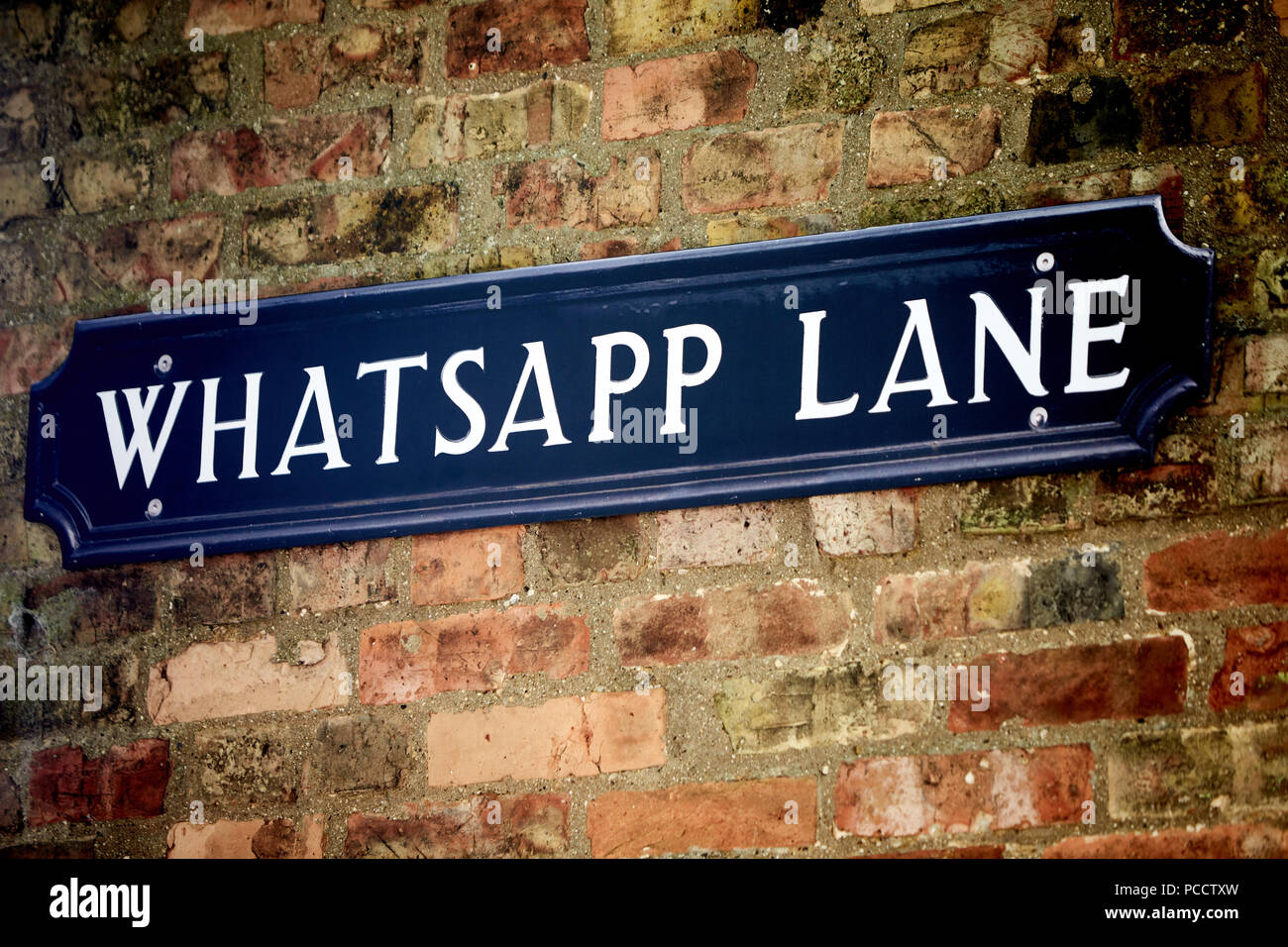 A sign for Whatsapp Lane, one of several social media themed fake ...
