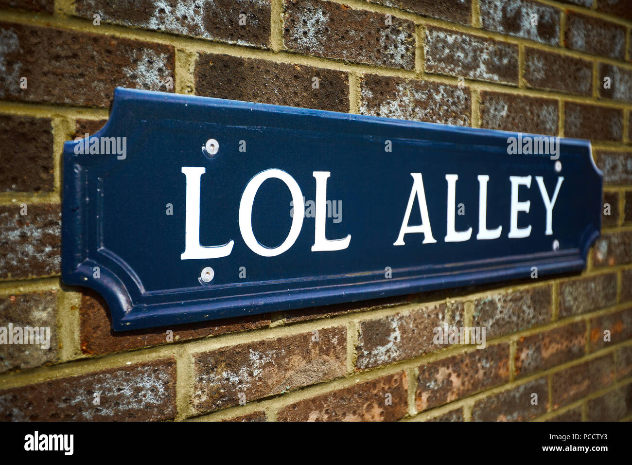 A sign for LOL alley, one of several social media themed fake street ...