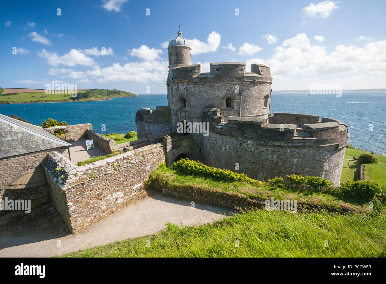 St Mawes Castle on the River Fal estuary near Falmouth Cornwall Stock ...