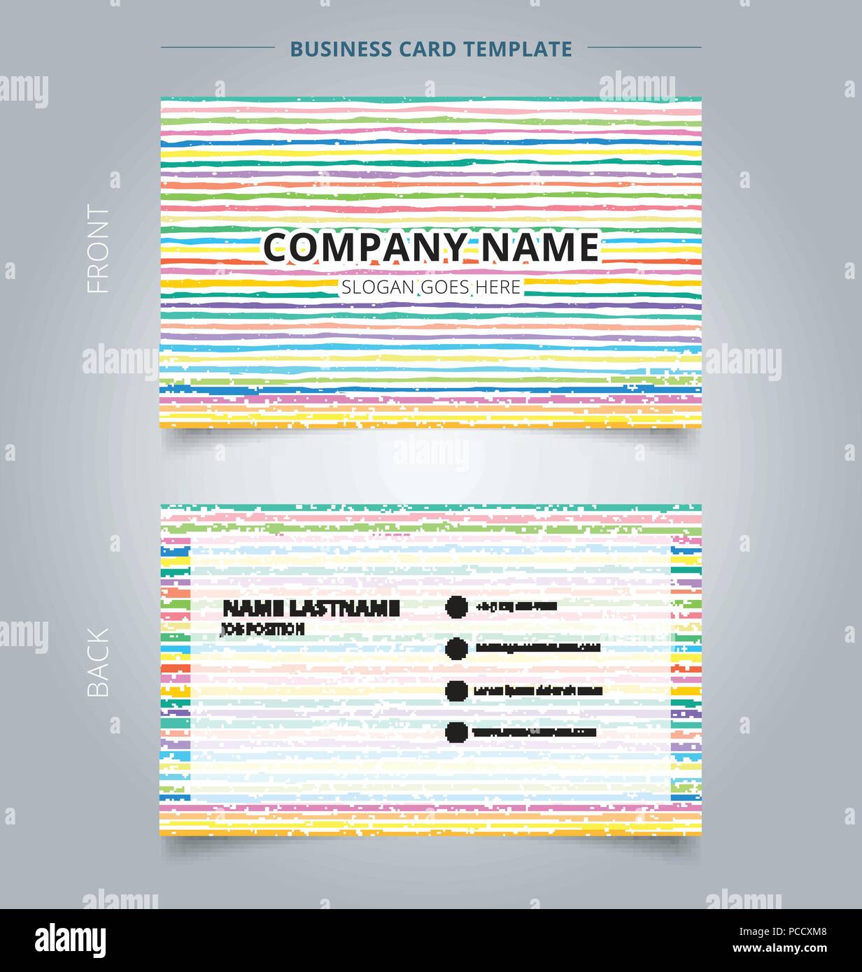 Template name card hand draw horizontal pattern pastel color background ...