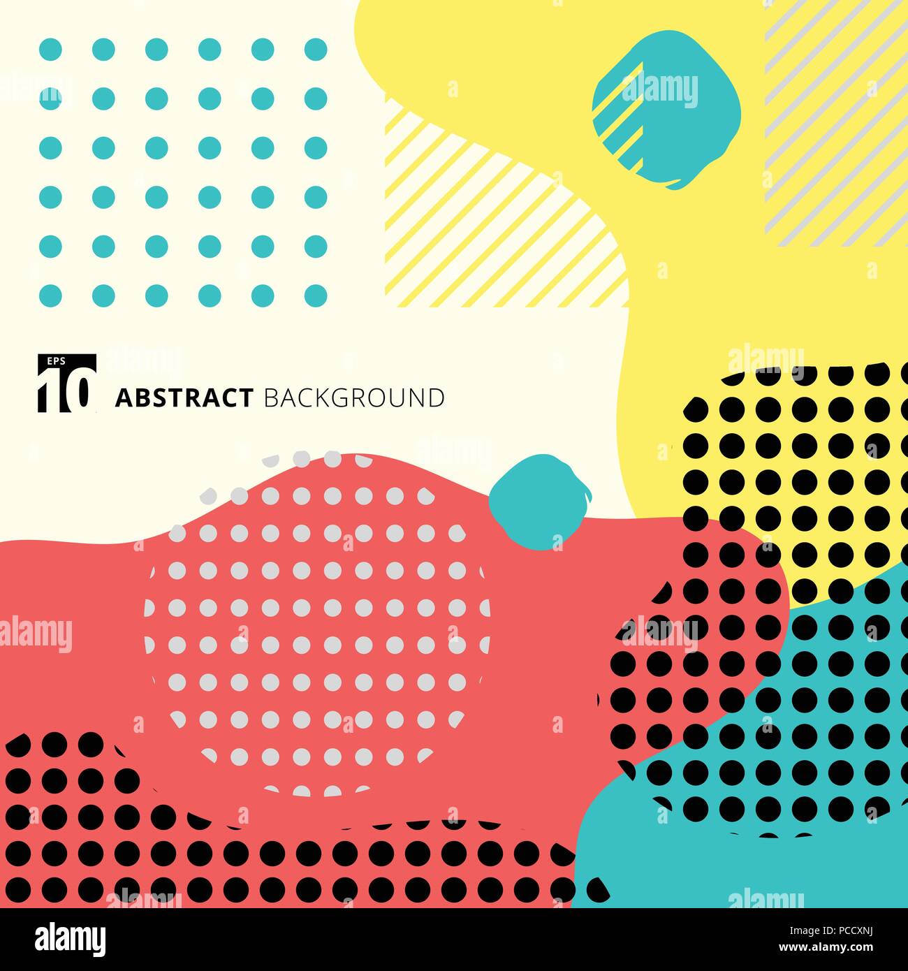 Abstract geometric form with line and dots pattern trendy memphis style ...