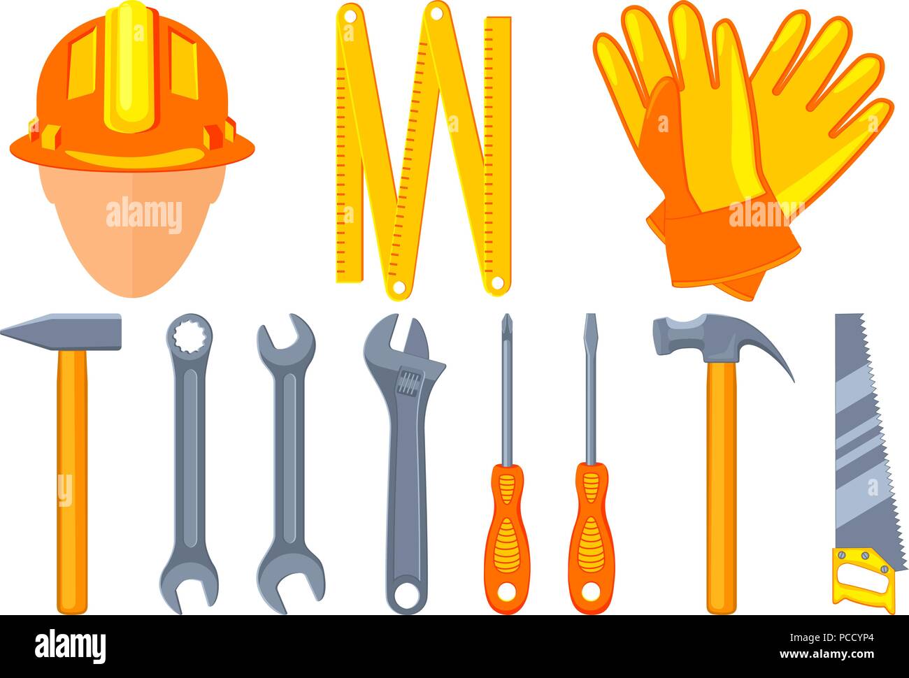 Colorful cartoon 11 handyman tools set Stock Vector Image & Art - Alamy