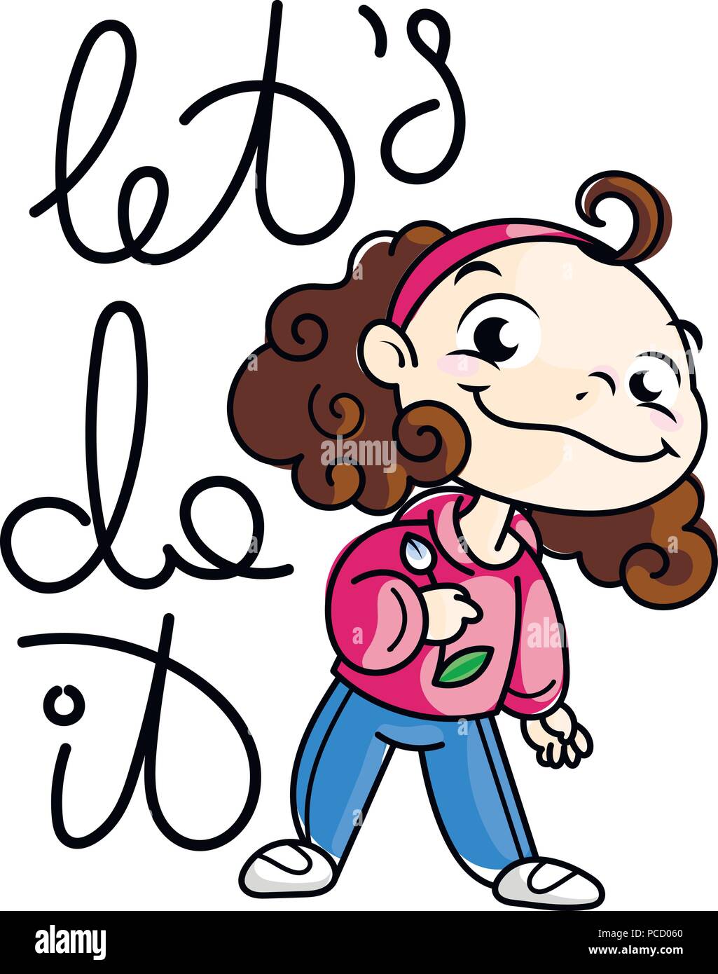 Lets do ut. Cutest kid in sport style. Illustration isolated on white ...