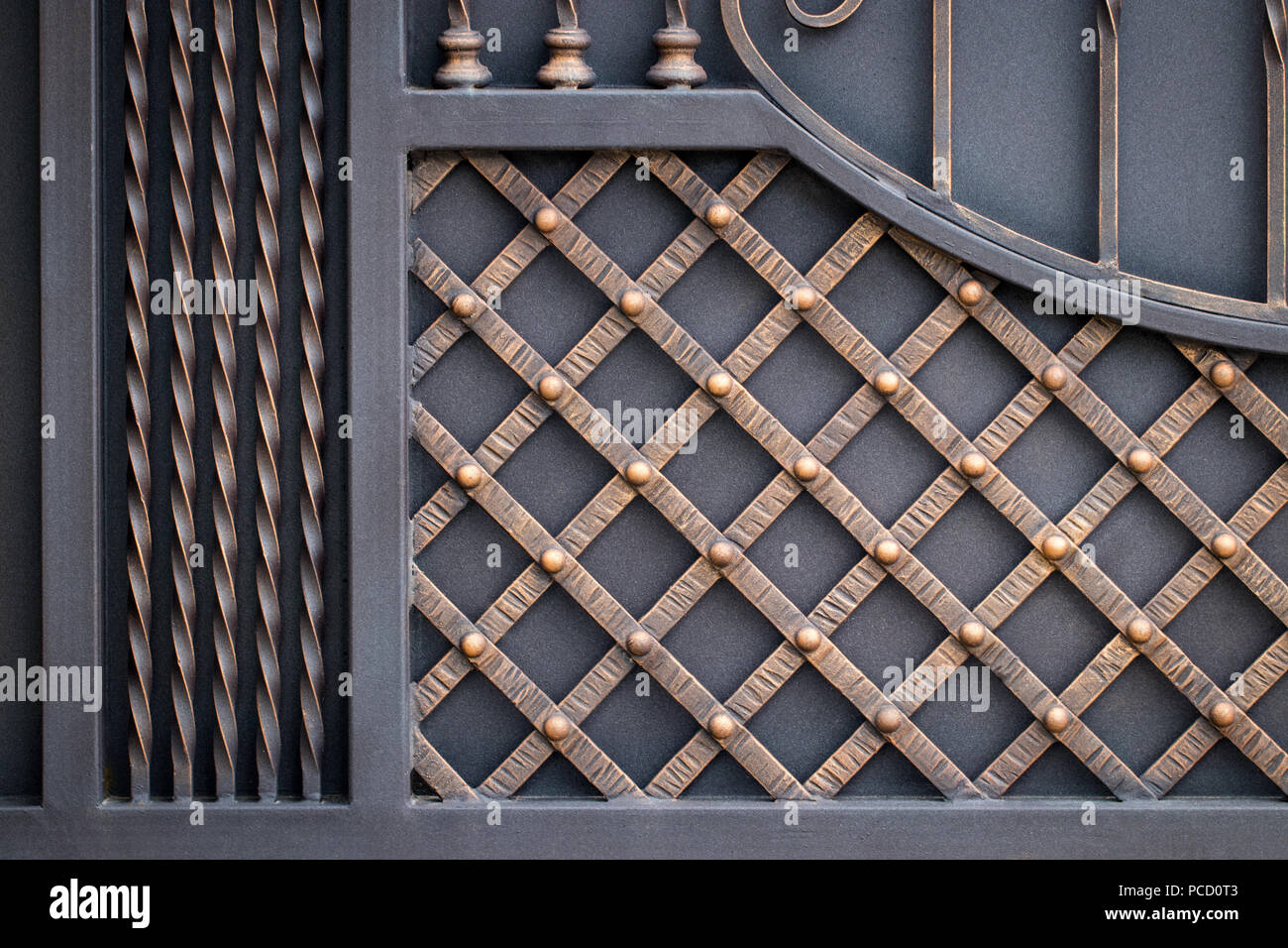 wrought-iron gates, ornamental forging, forged elements close-up Stock ...