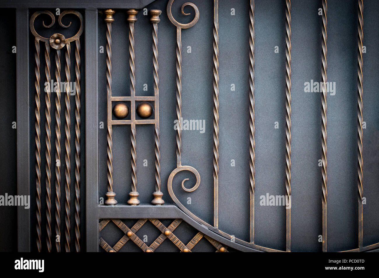 wrought-iron gates, ornamental forging, forged elements close-up Stock ...