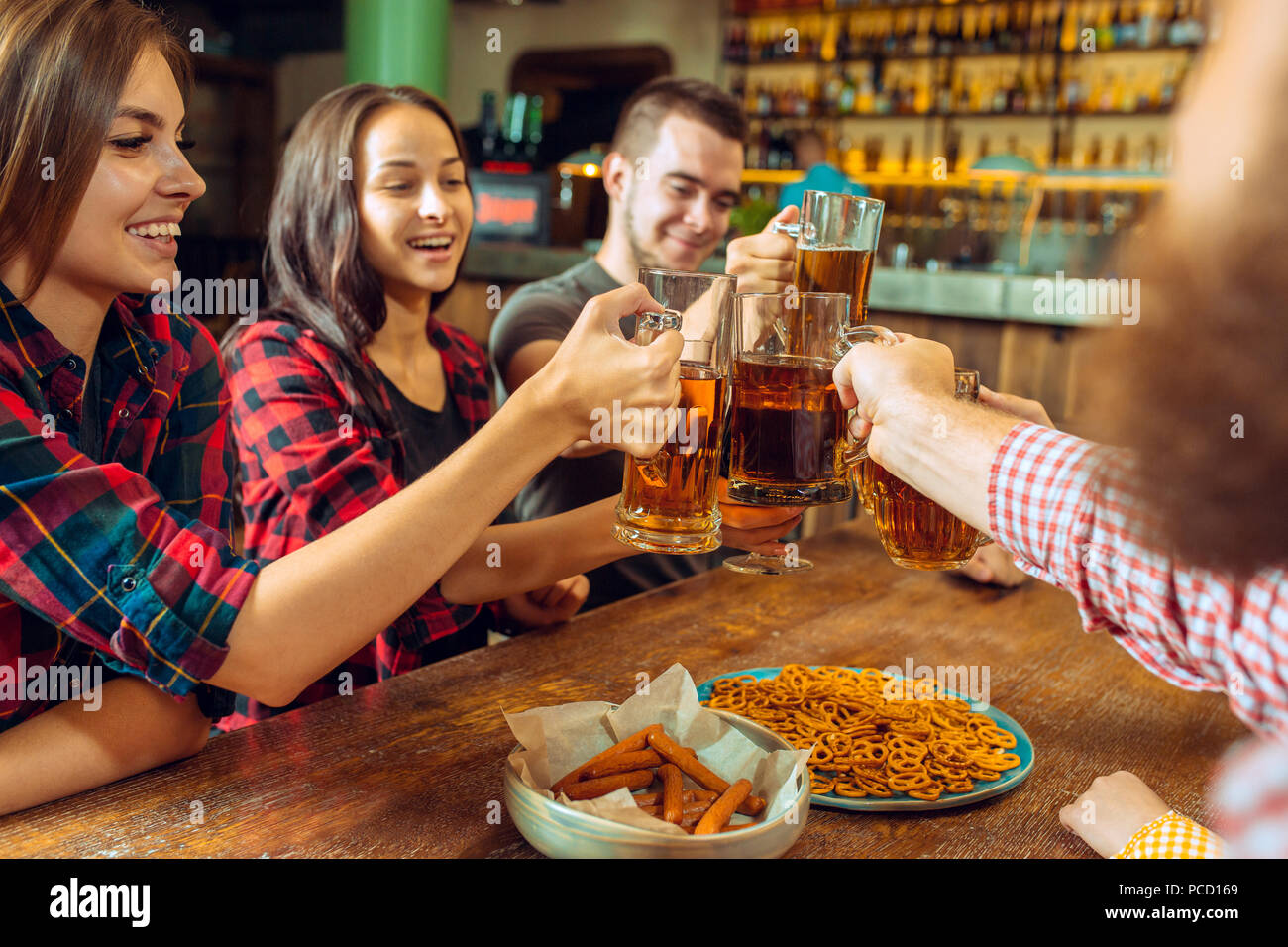 people, leisure, friendship and communication concept - happy friends ...