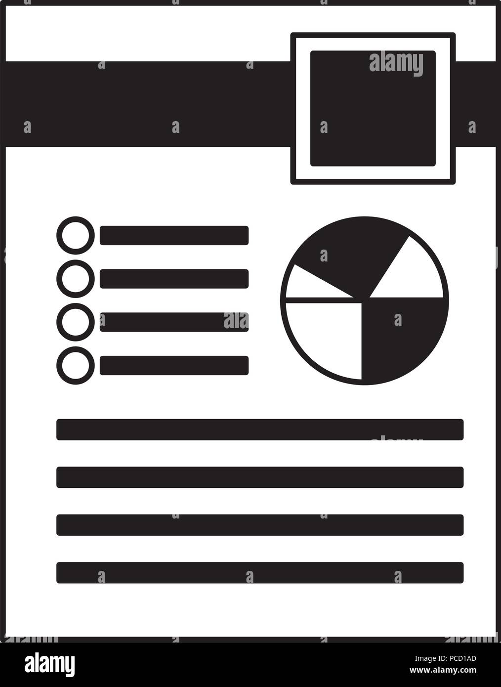 financial document report pie chart vector illustration monochrome ...