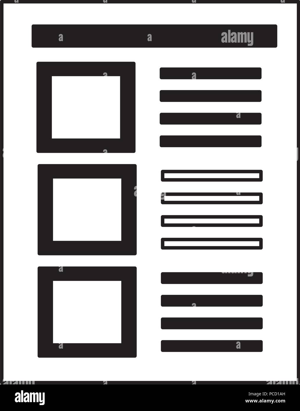 document paper sheet file office vector illustration monochrome Stock ...