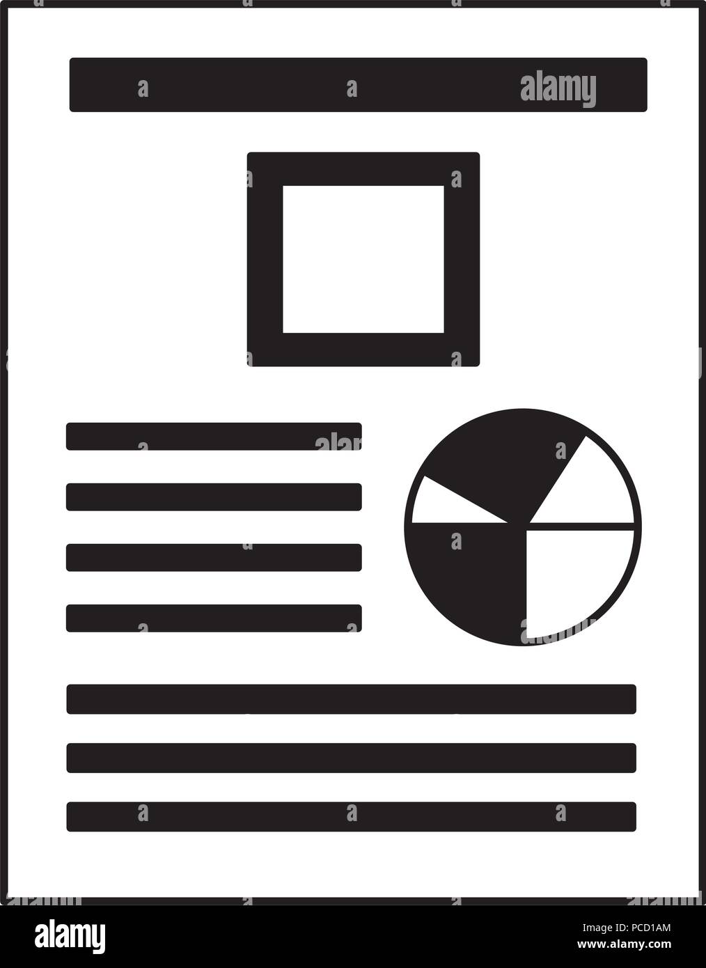 financial document report pie chart vector illustration monochrome ...