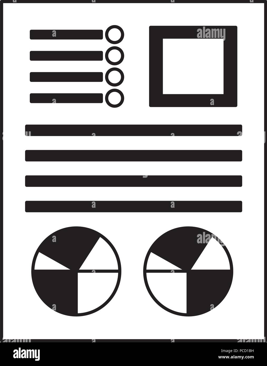 financial document report pie chart vector illustration monochrome ...