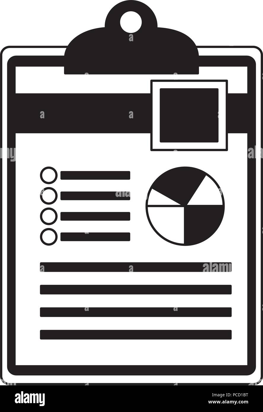 office clipboard document report diagram vector illustration monochrome ...