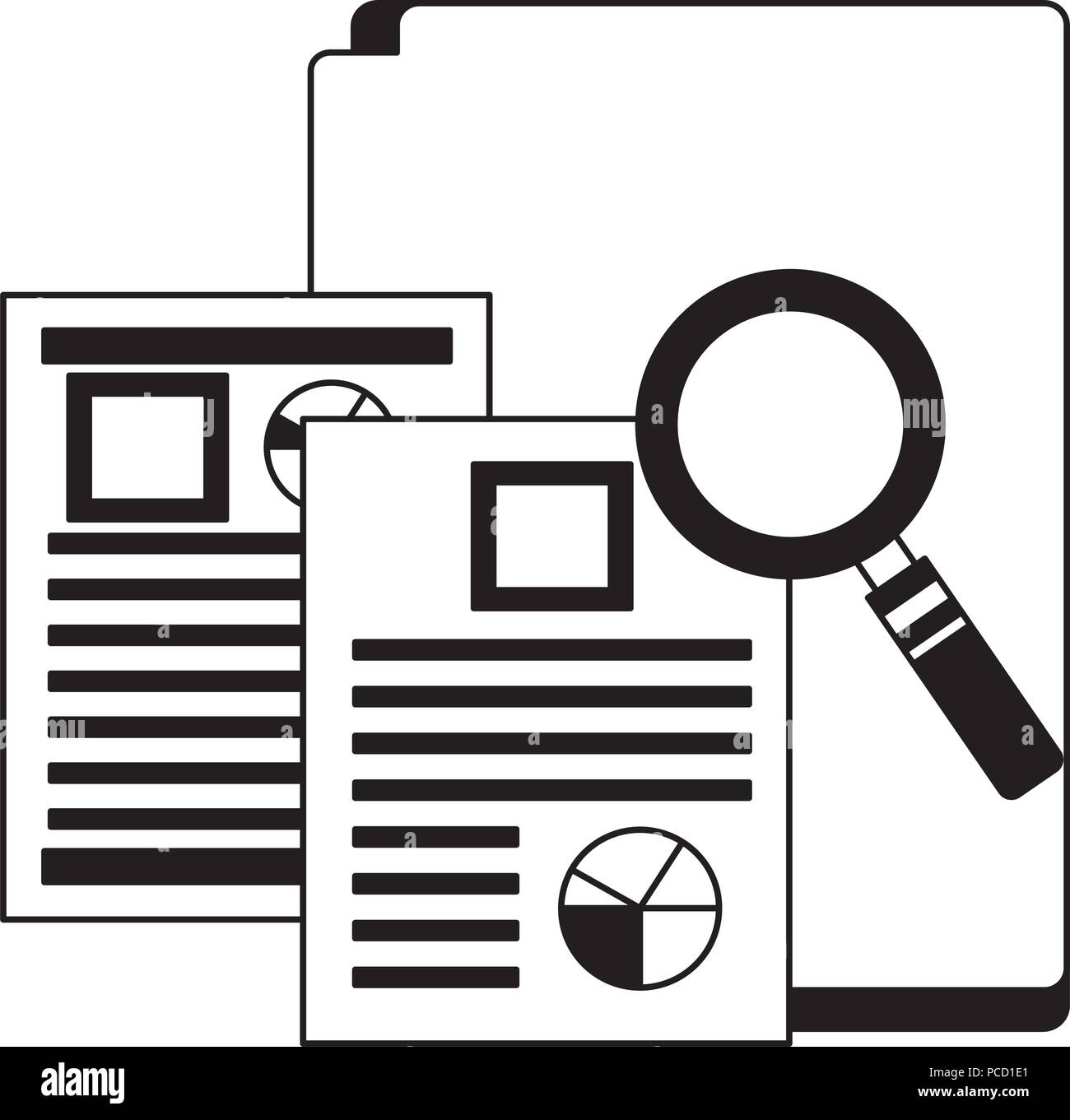 office folder documents file magnifying glass vector illustration ...