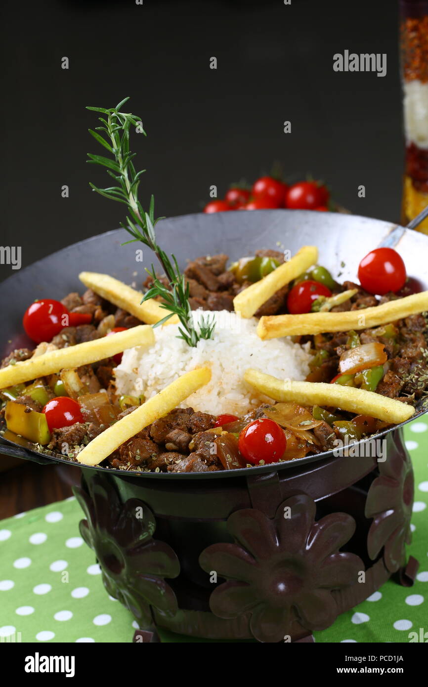 Meat Saute - Turkish Sac Kavurma Stock Photo - Alamy