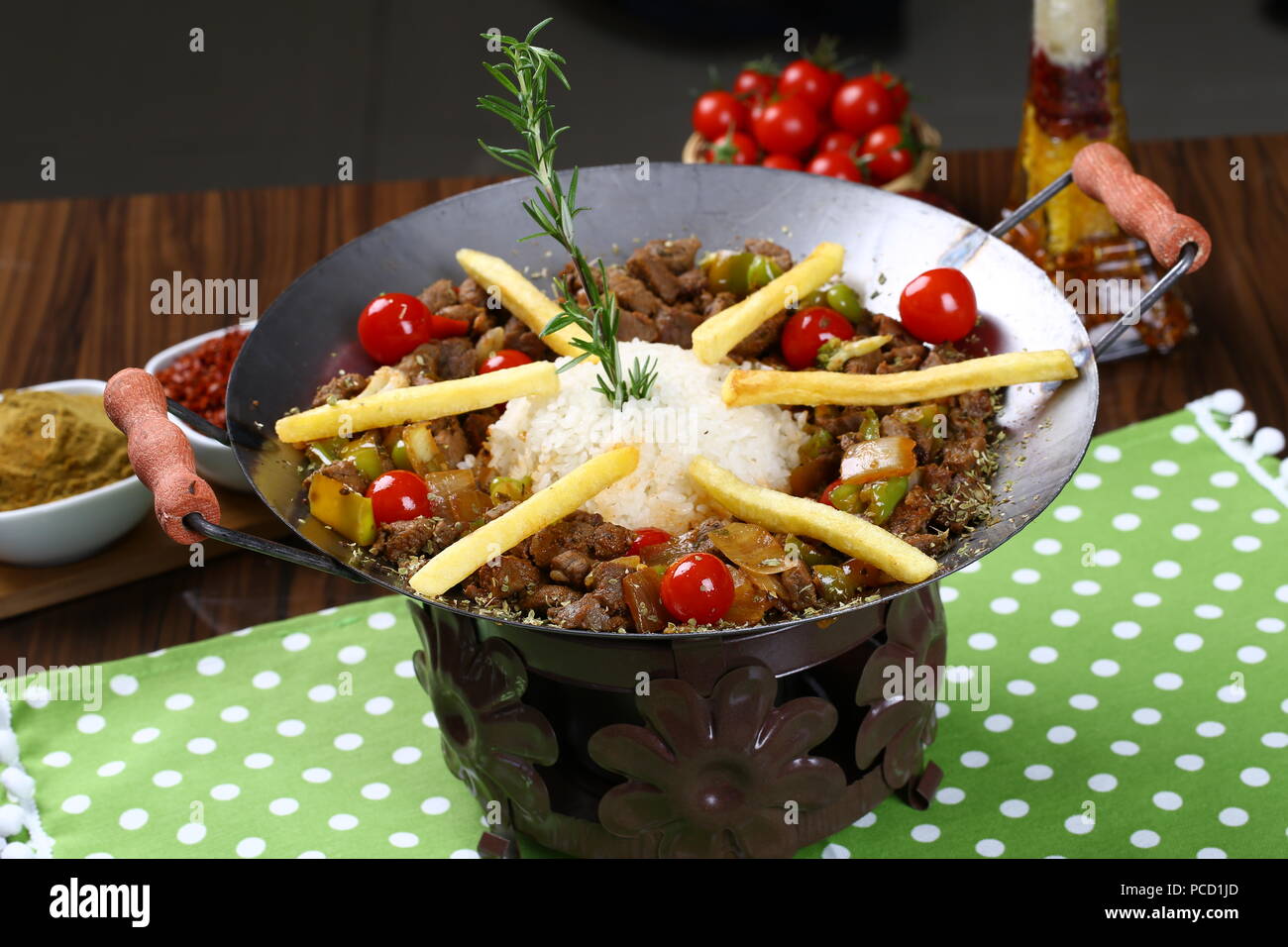 Meat Saute - Turkish Sac Kavurma Stock Photo - Alamy