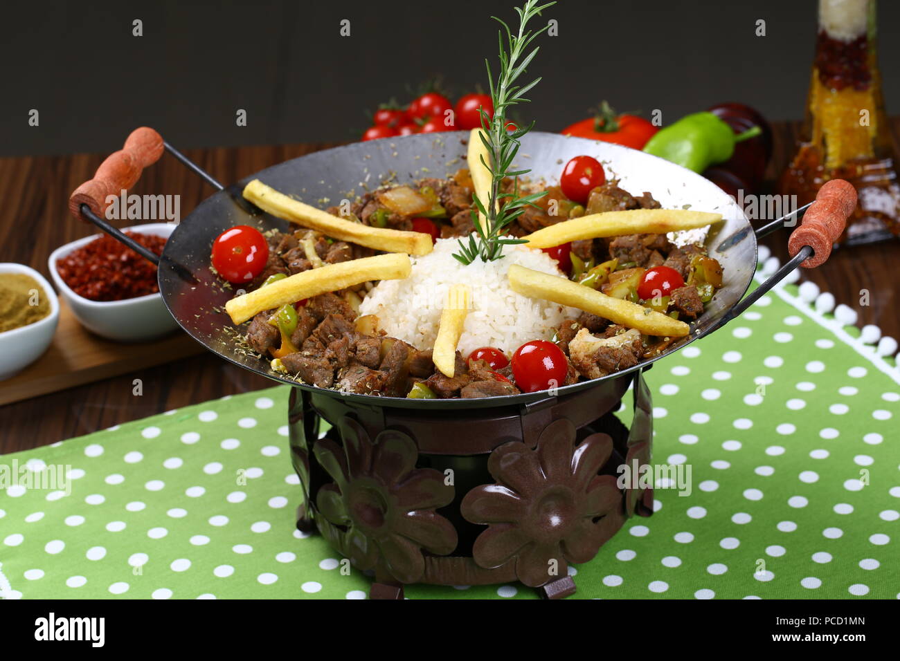 Meat Saute - Turkish Sac Kavurma Stock Photo - Alamy