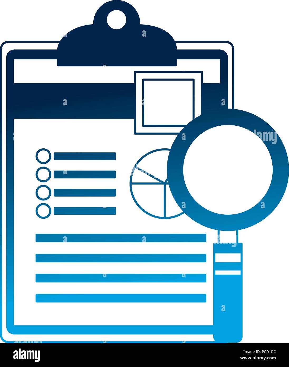 office clipboard document and magnifying glass vector illustration neon ...