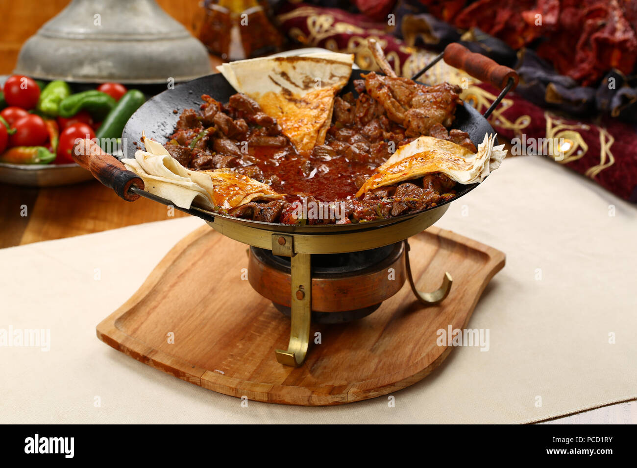 Meat Saute - Turkish Sac Kavurma Stock Photo - Alamy