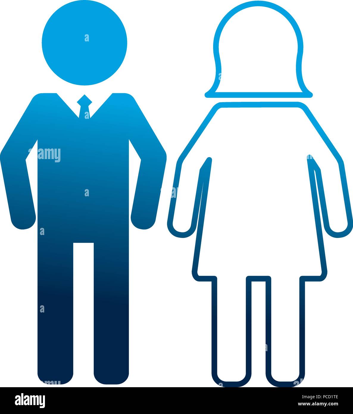 people pictogram man and woman vector illustration neon blue Stock ...
