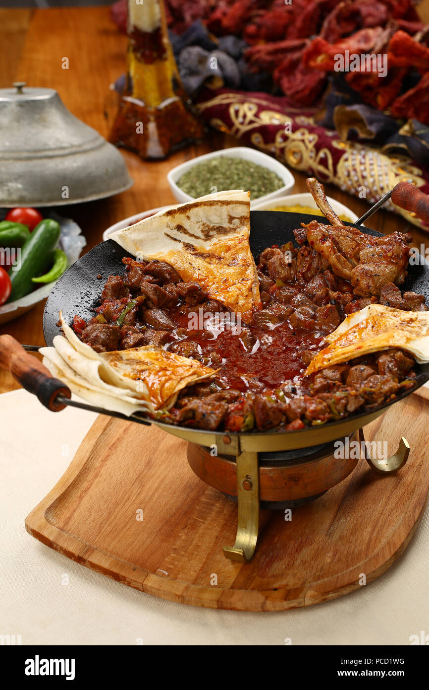 Meat Saute - Turkish Sac Kavurma Stock Photo - Alamy