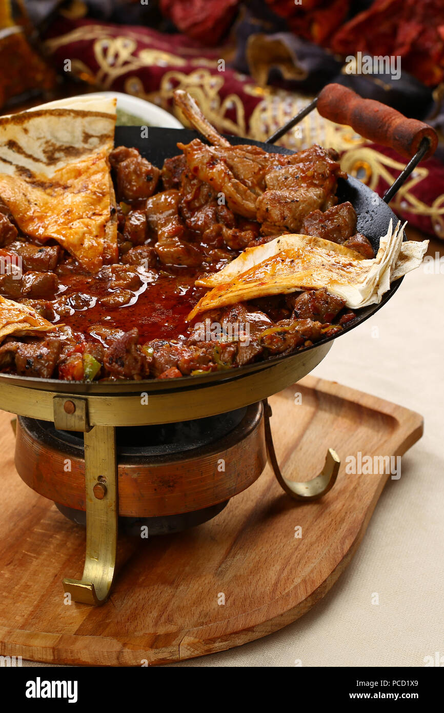 Meat Saute - Turkish Sac Kavurma Stock Photo - Alamy