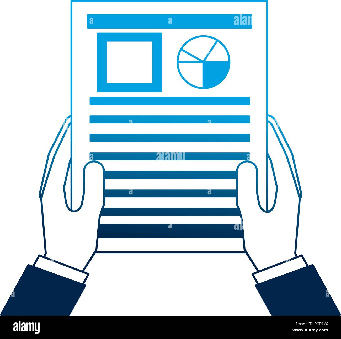 business man hand holding paper documents report vector illustration ...