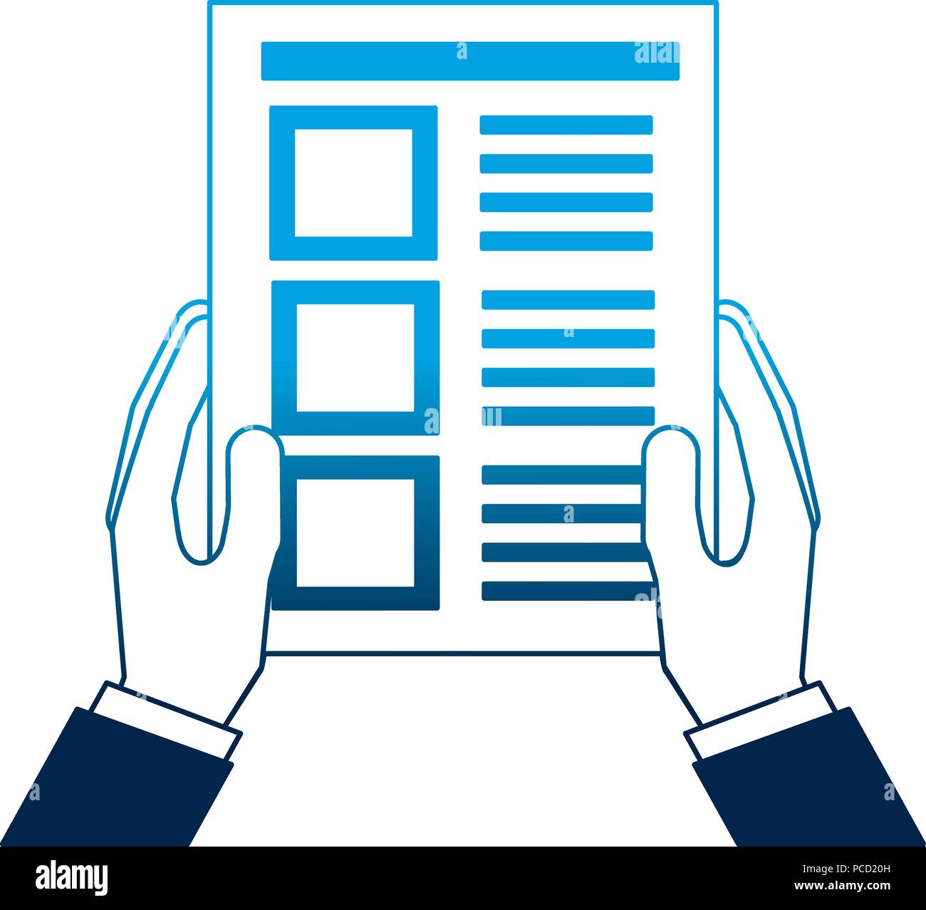 business man hand holding paper documents report vector illustration ...