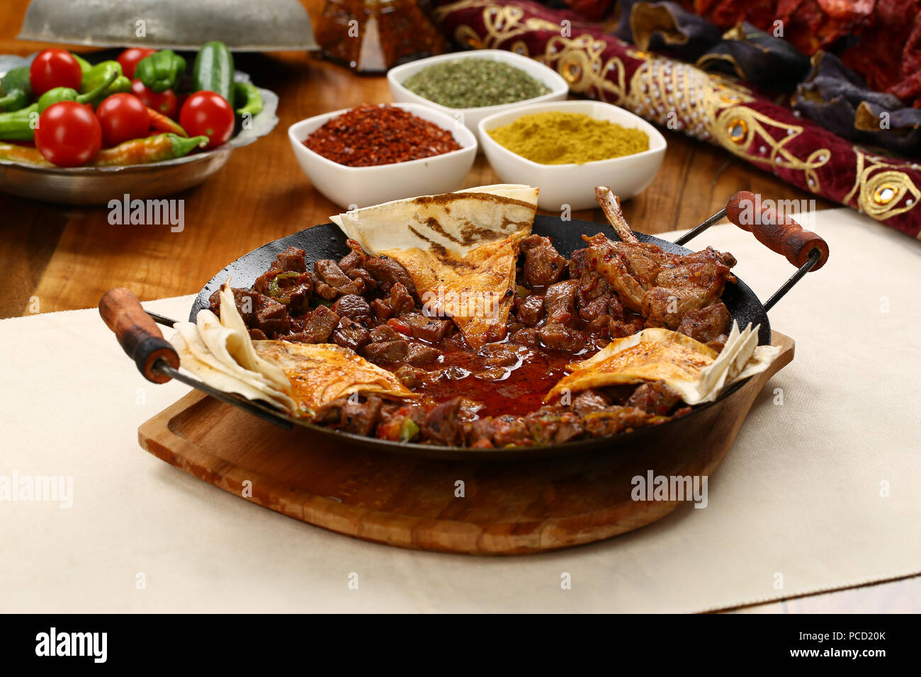 Meat Saute - Turkish Sac Kavurma Stock Photo - Alamy