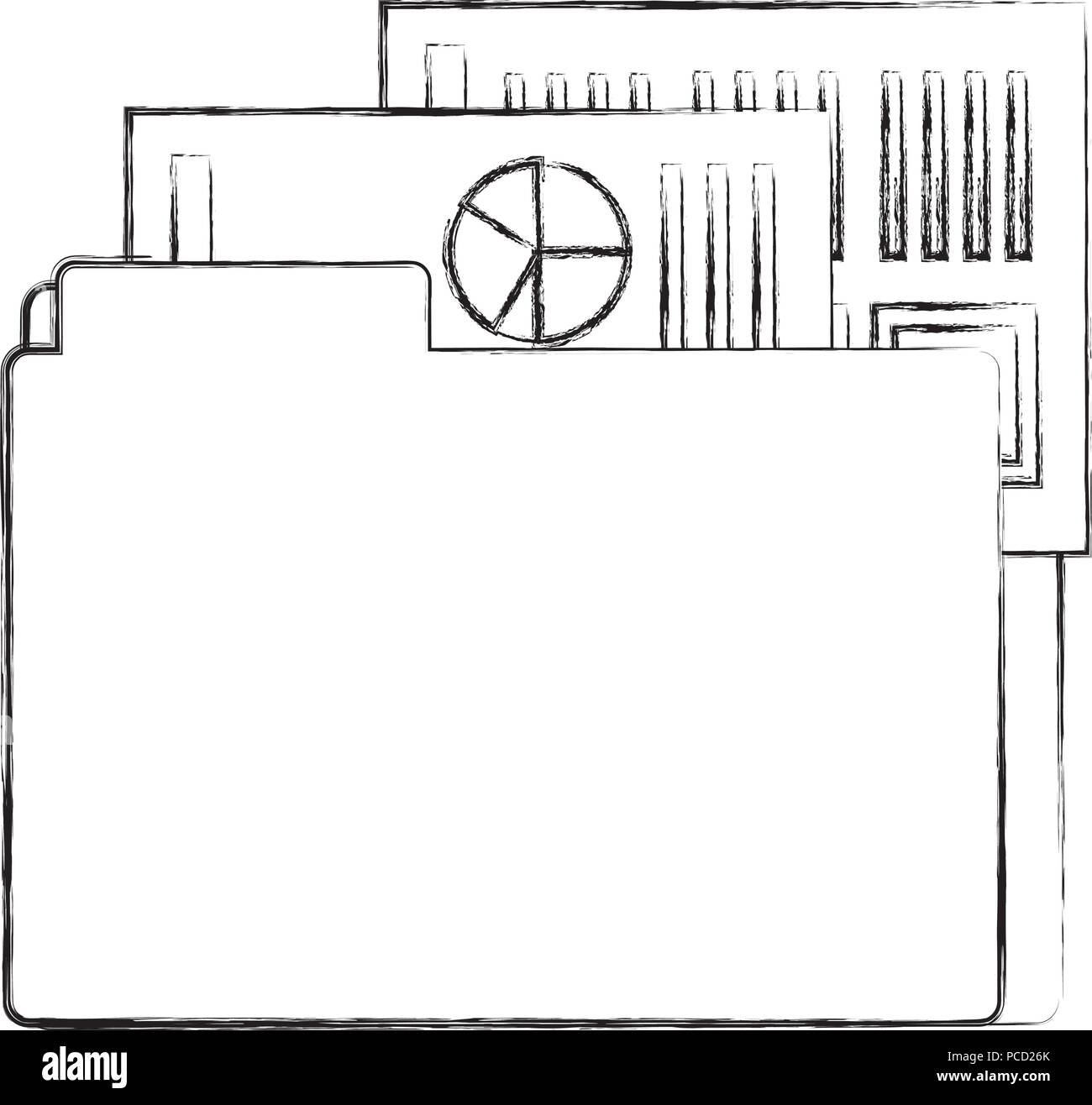 folder and document file with statistics pie graph vector illustration ...
