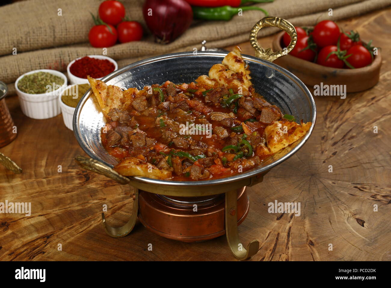 Meat Saute - Turkish Sac Kavurma Stock Photo - Alamy