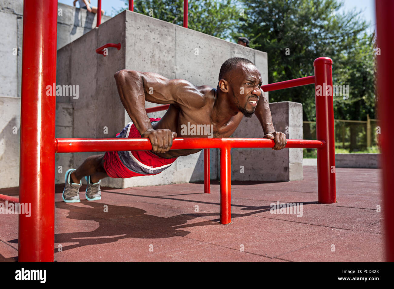Athlete doing exercise stadium hi-res stock photography and images - Alamy