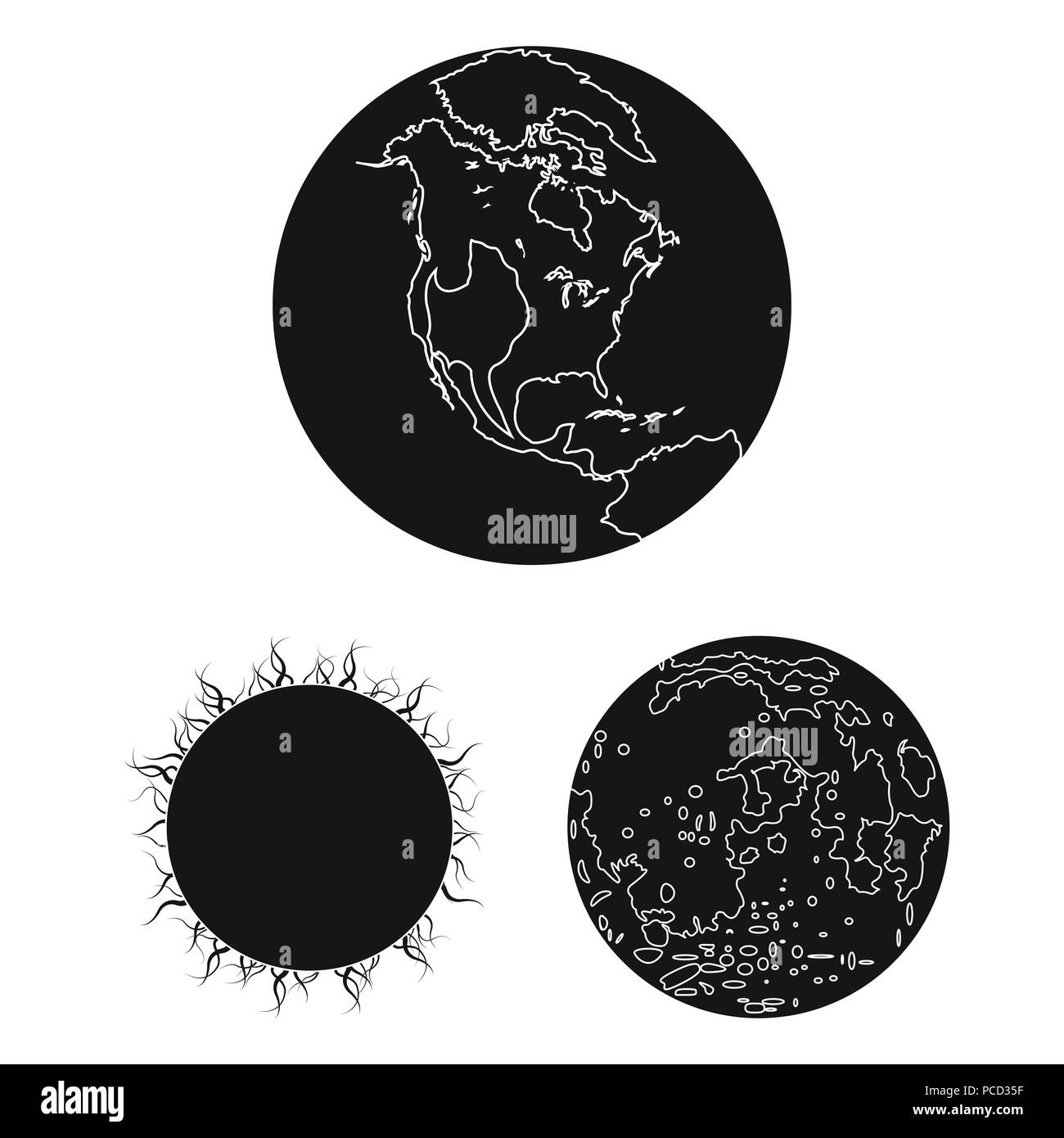 Planets of the solar system black icons in set collection for design ...