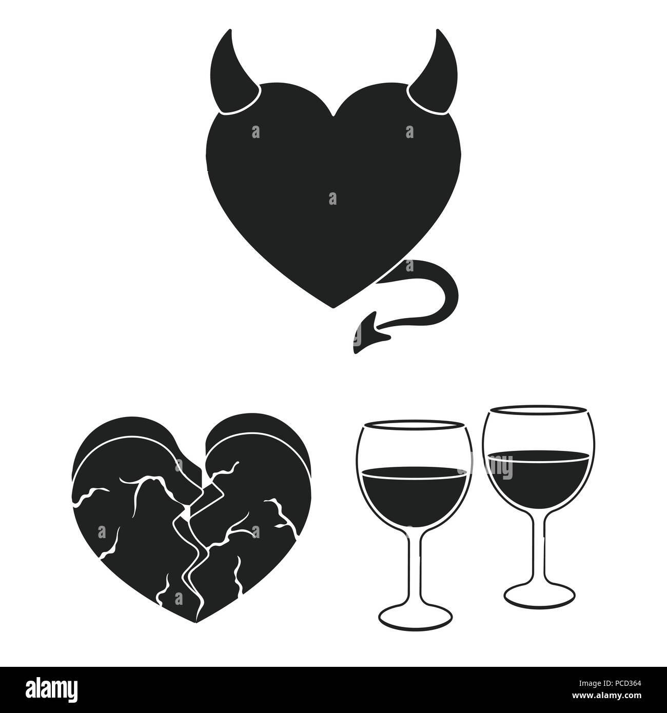 Romantic relationship black icons in set collection for design. Love ...