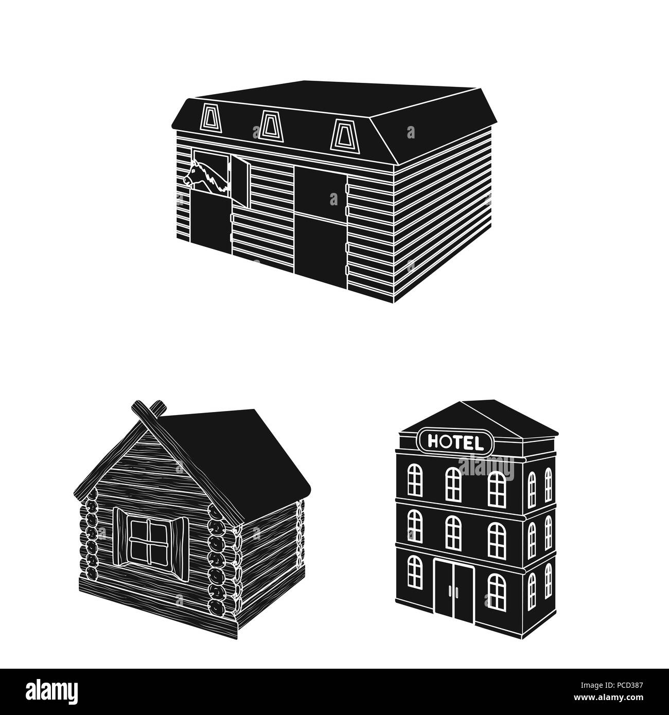 Building and architecture black icons in set collection for design.The ...