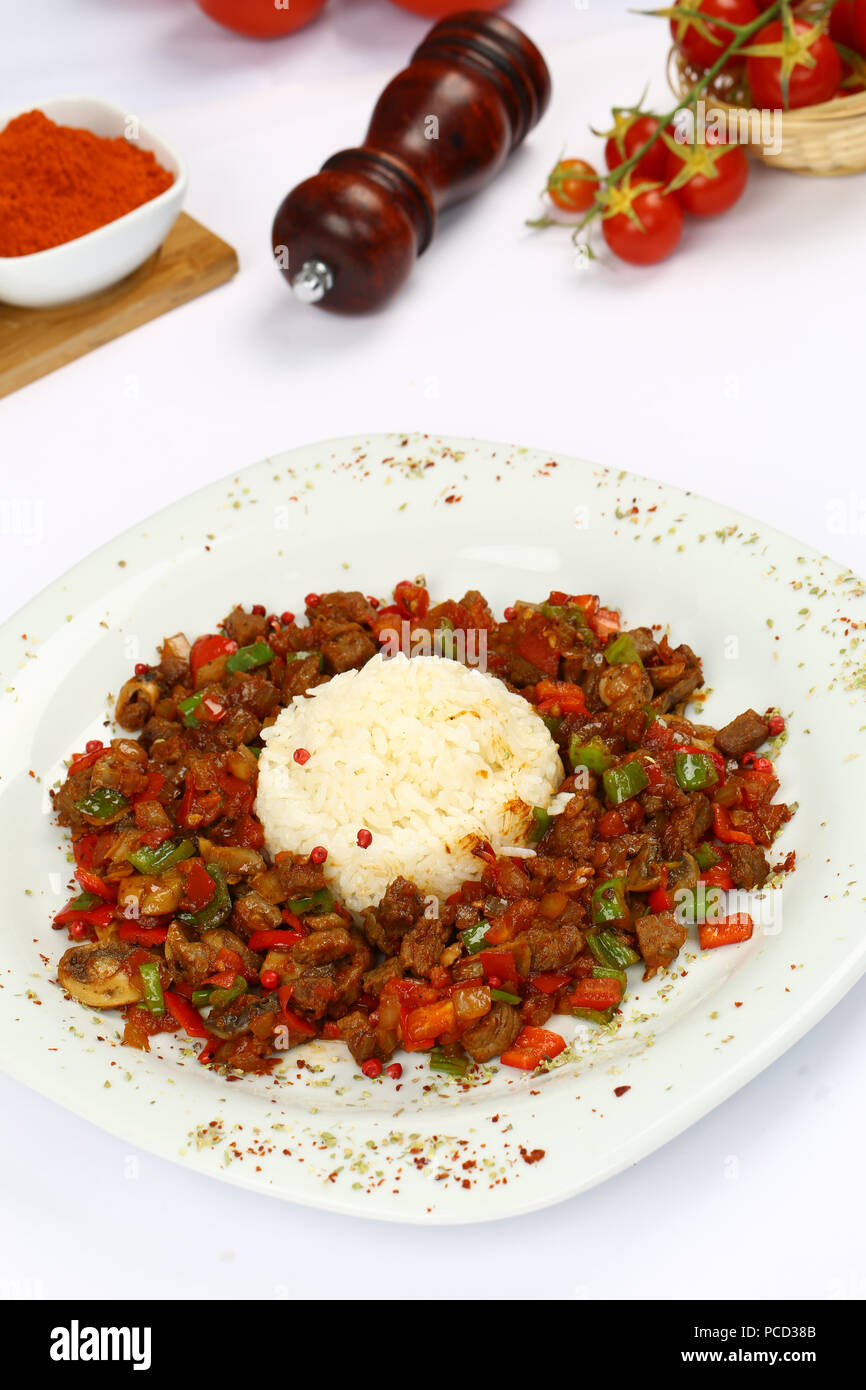 Meat Saute - Turkish Sac Kavurma Stock Photo - Alamy