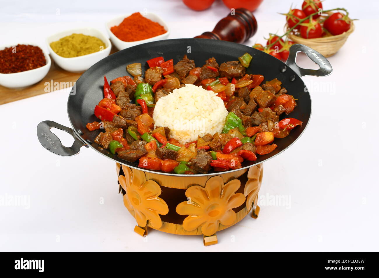 Meat Saute - Turkish Sac Kavurma Stock Photo - Alamy